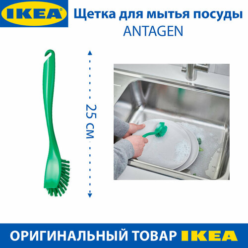 Щетка для мытья посуды IKEA ANTAGEN (антаген), из пластика, 25 см, цвет зеленый, 1 шт