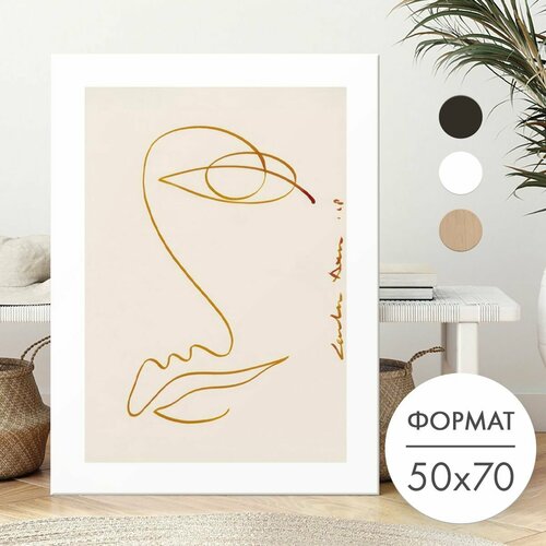 Плакат Постер 50х70 без рамки "Абстракция лицо рисунок" для интерьера