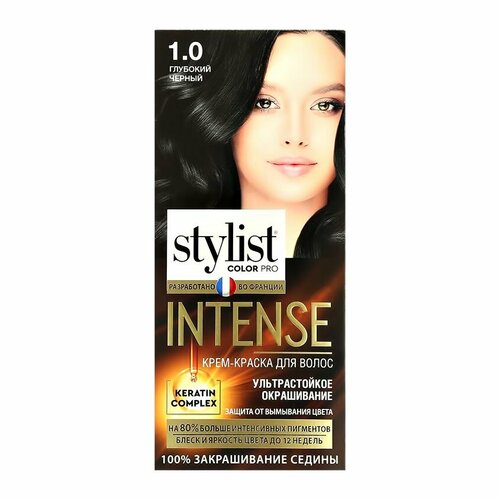 Крем-краска для волос STYLIST COLOR PRO INTENSE тон 1.0 Глубокий черный
