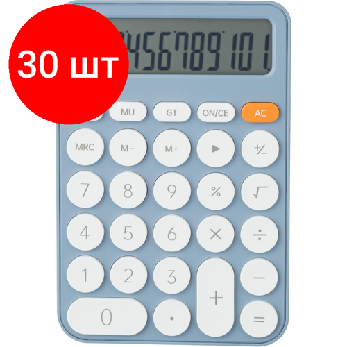 Комплект 30 штук, Калькулятор настольный комп. Deli EM124, 12-р, батар, 158x105мм, голубой