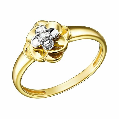 Перстень UVI Ювелирочка, серебро, 925 проба, золочение, родирование, размер 18, золотой, бесцветный