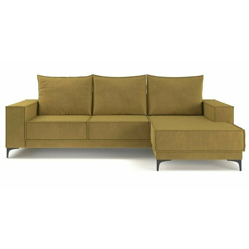 Угловой диван-кровать PUSHE Мэйсон, правый угол, велюр, желтый Maxx 560
