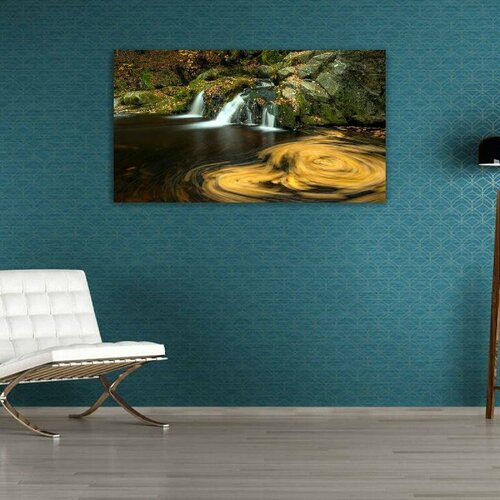 Картина на холсте 60x110 LinxOne "Вода природа осень" интерьерная для дома / на стену / на кухню / с подрамником