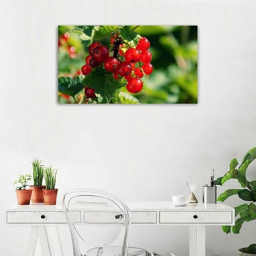 Картина на холсте 60x110 LinxOne "Листья куст ягоды Смородина" интерьерная для дома / на стену / на кухню / с подрамником