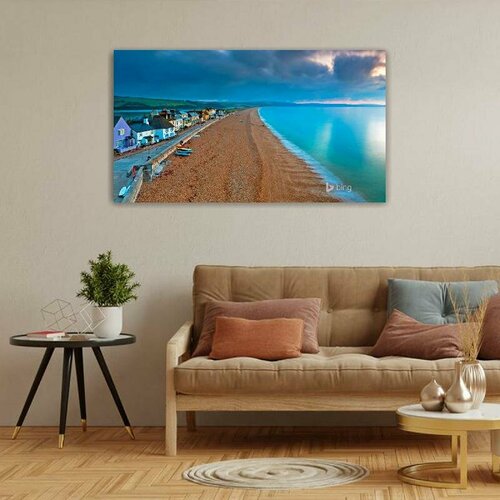 Картина на холсте 60x110 LinxOne "Южная Девон пляж небо" интерьерная для дома / на стену / на кухню / с подрамником