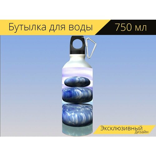 Бутылка фляга для воды "Дзен, камни, дзен камни" 750 мл. с карабином и принтом