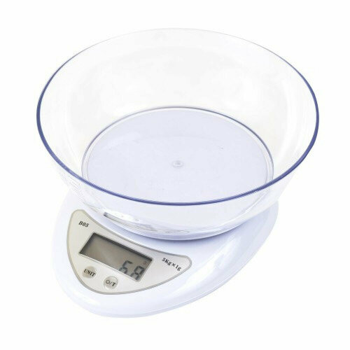 Весы кухонные электронные WH-B05 до 5 кг, с чашей, белые