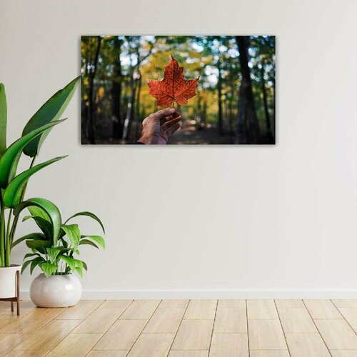Картина на холсте 60x110 LinxOne "Клен увядший листик" интерьерная для дома / на стену / на кухню / с подрамником