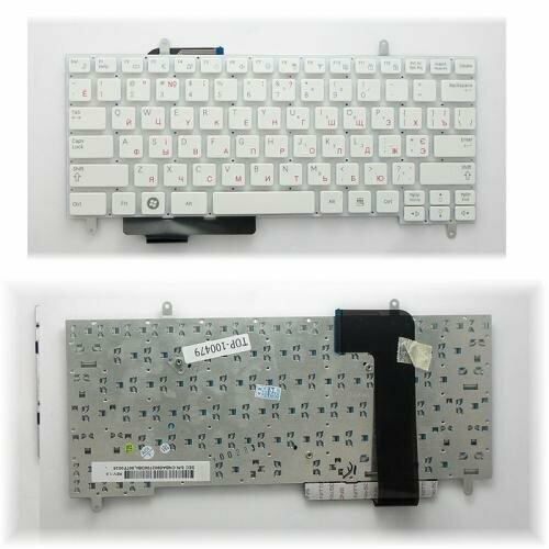 Клавиатура для ноутбука Samsung N210, N220 Series. Плоский Enter. Белая, без рамки