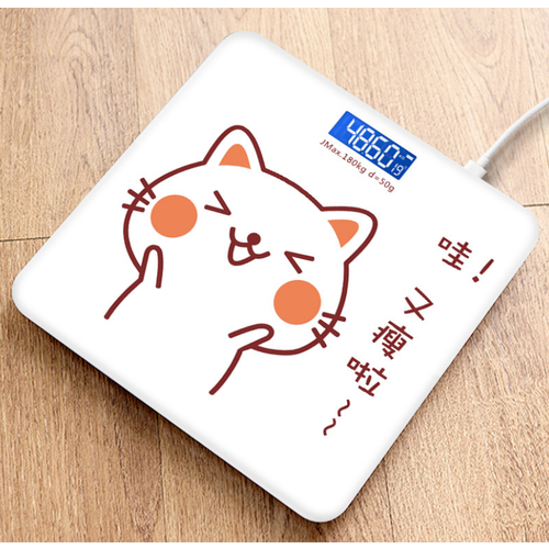 Напольные весы MyPads Y-226060 с высокочувствительными датчиками для мониторинга веса белые тематика милый кот