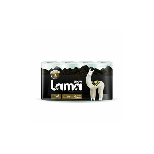 Туалетная бумага "Snow Lama" 3-слойная, 8 рулонов, белая 2 упаковки