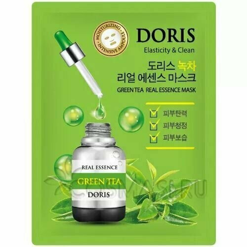 Jigott Doris Тканевая ампульная маска с экстрактом зелёного Green Tea Real Essence Mask 10шт х25мл Корея