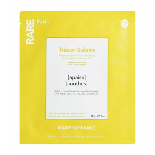 Успокаивающая и укрепляющая тканевая маска для лица Rare Paris Tresor Solaire Facial Mask