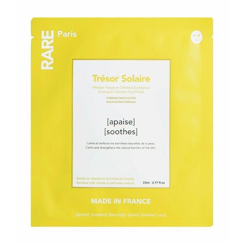 Успокаивающая и укрепляющая тканевая маска для лица Rare Paris Tresor Solaire Facial Mask