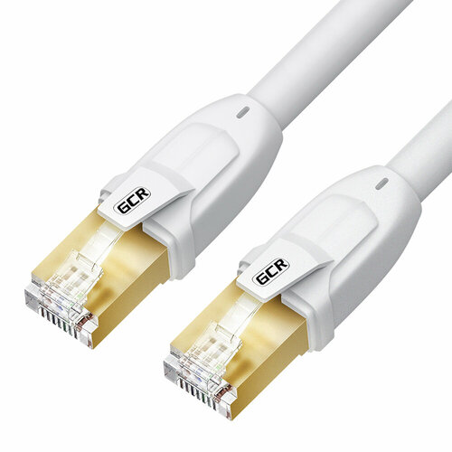 Патч-корд Deluxe FTP cat.6 10 Гбит/с RJ45 LAN ethernet high speed кабель для интернета медный контакты и коннектор 24K GOLD (GCR-FTP61) белый 7.5м