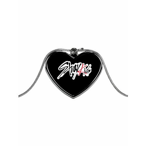 Комплект украшений Подвеска сердечко с рисунком на тонкой цепочке, металл, длина 25 см., черный