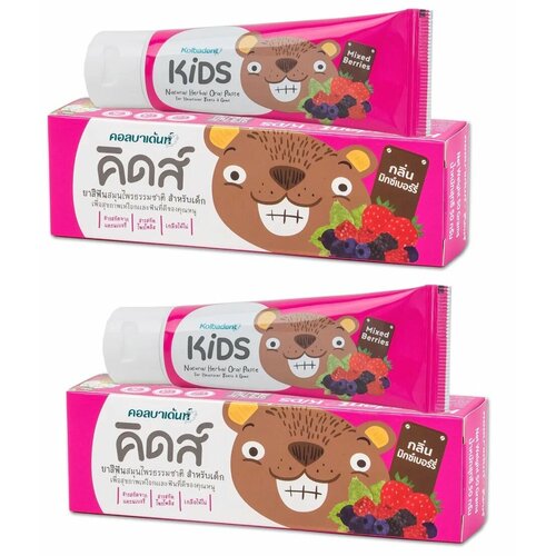 Зубная паста Kolbadent, Kids Natural, Oral Paste, Mixed Berries, органическая, 50 гр, 2 шт.