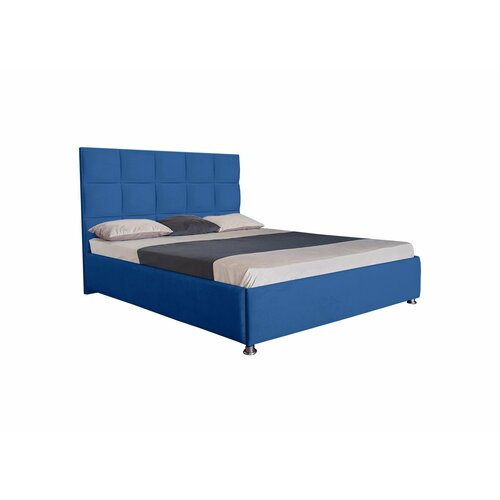 Двуспальная кровать Флорида Нью 180x200 основание металлическое с ламелями велюр синий без ножек