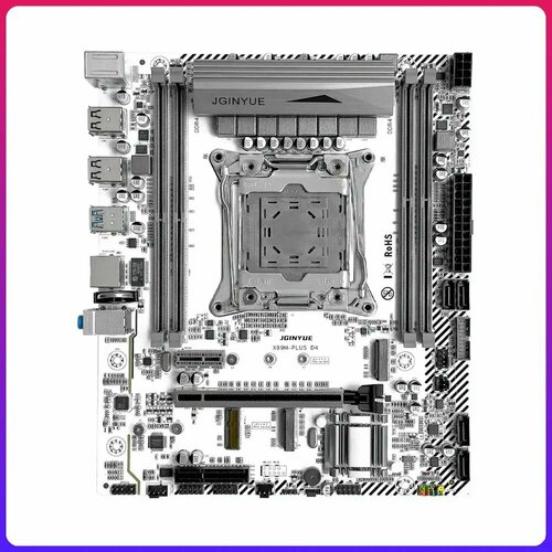 Материнская плата 2011-3 JGINYUE X99M-PLUS D4 (X99 B85, 4DDR4 4CH, PCI-Ex16, PCI-Ex4, PCI-Ex1, 2x M2 NVME, M2 Wi-Fi, USB 3.0, GBLAN, mATX)