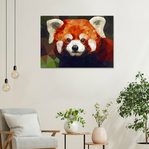 Интерьерная картина на холсте - Красная панда геометрический арт 30х40
