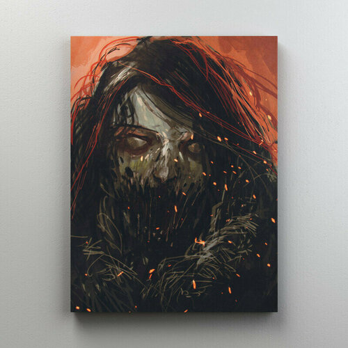 Интерьерная картина на холсте "Лицо ужасного зомби - арт" размер 30x40 см