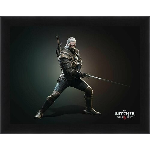 Плакат, постер на бумаге The Witcher 3 (Ведьмак), Геральт в боевой стойке. Размер 42 на 60 см