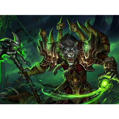 Плакат, постер на бумаге World of Warcraft: Ворген Варлок/игровые/игра/компьютерные герои персонажи. Размер 42 х 60 см