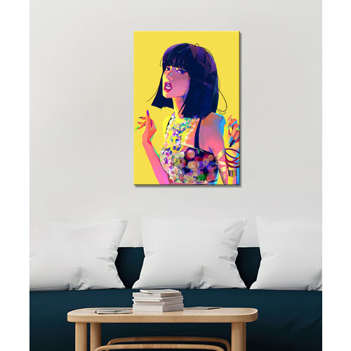 Картина/Картина на холсте для интерьера/Картина на стену/Картина для кухни/ - Blackpink Lisa желтый фон 20х30