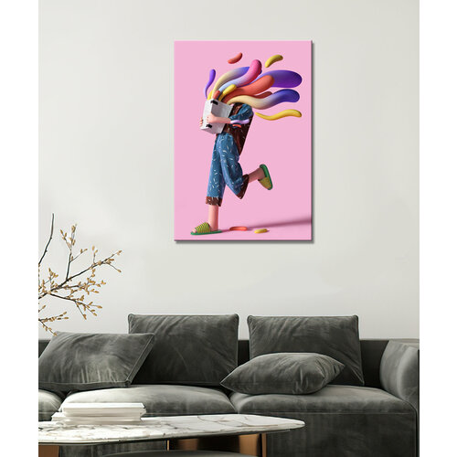 Картина/Картина на холсте для интерьера/Картина на стену/Картина для кухни/ - 3D иллюстрация людей (21) 30х40