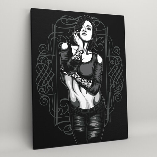 Картина на холсте (интерьерный постер) "Готическая девушка №4" арт, с деревянным подрамником, размер 30x40 см