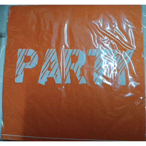 Салфетки бумажные Gratias сервировочные оранжевые с рисунком PARTY 3 сл 33х33 см сложение 1/4 20 шт. в пачке