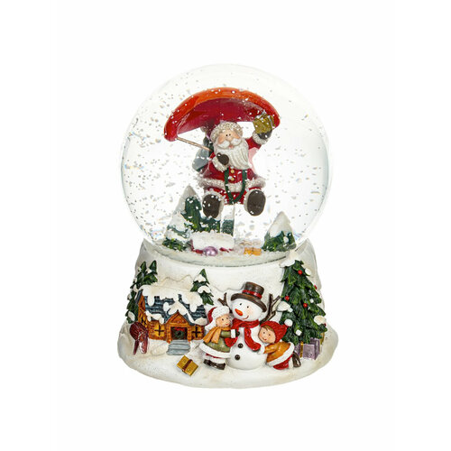 Фигурка новогодняя в стеклянном шаре "Санта", 10х10х14 см