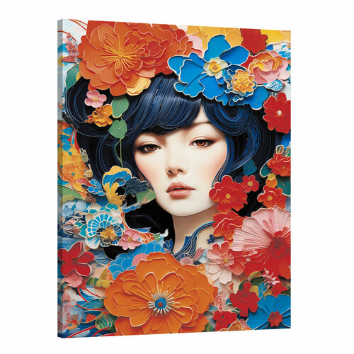 Интерьерная картина 50х70 "Японский флорал: вдохновение природой"