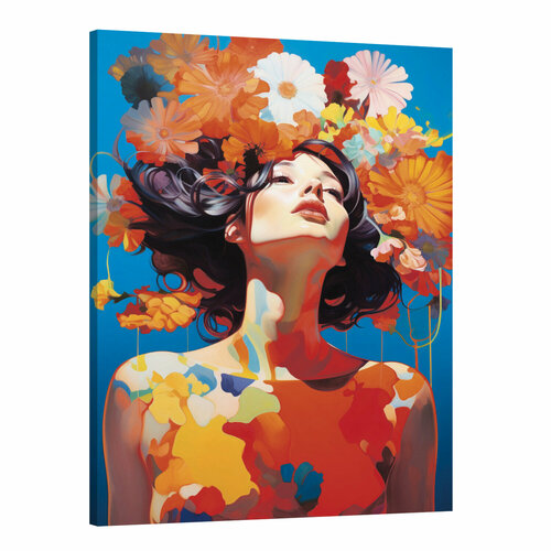 Интерьерная картина 50х70 "Девушка в цветах"
