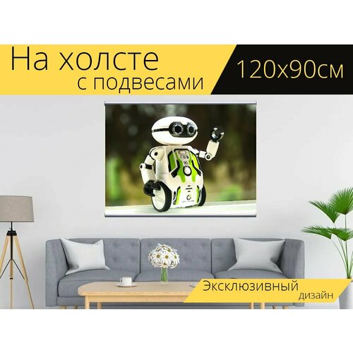 Картина на холсте "Робот, электрический, рука" с подвесами 120х90 см. для интерьера