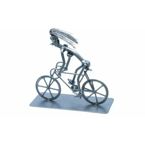 Оригинальная металлическая фигурка/статуэтка ручной работы Девушка велосипедистка