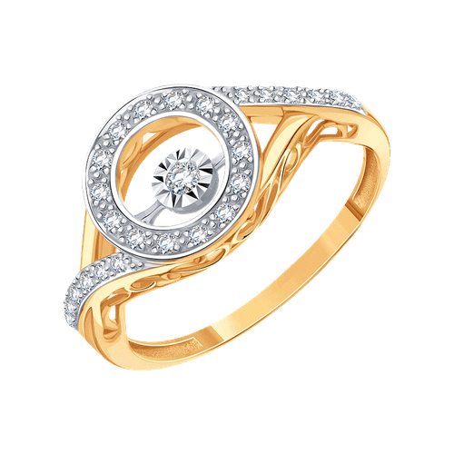 Кольцо Diamant online, золото, 585 проба, бриллиант, размер 16.5, прозрачный