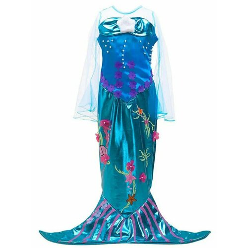 Карнавальное платье Ариэль Русалка с рукавом - размер 120