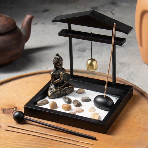 TAKE IT EASY Сад камней с подставкой для благовоний "Будда с колоколом"