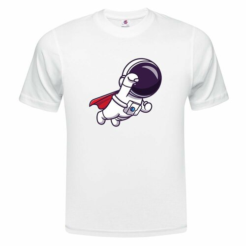Футболка  Детская футболка ONEQ 146 (11-12) размер с принтом Космонавт, белая, размер 11-12, белый