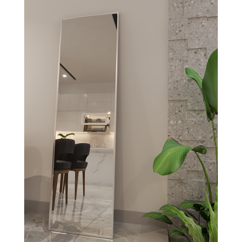 Зеркало настенное зеркало интерьерное 170х50 в белой металлической квадра