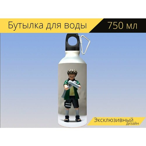 Бутылка фляга для воды "Мужчина, игрушка, фигурка" 750 мл. с карабином и принтом