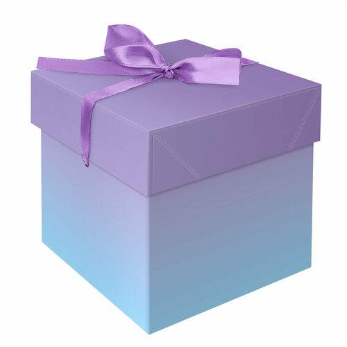 Комплект 12 шт, Коробка складная подарочная MESHU "Duotone. Blue-Lilac gradient", (15*15*15см), с лентой