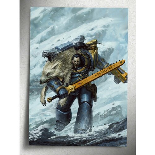 Постер: Рагнар Чёрная Грива (Космические Волки, Вархаммер 40000, Warhammer), на А4