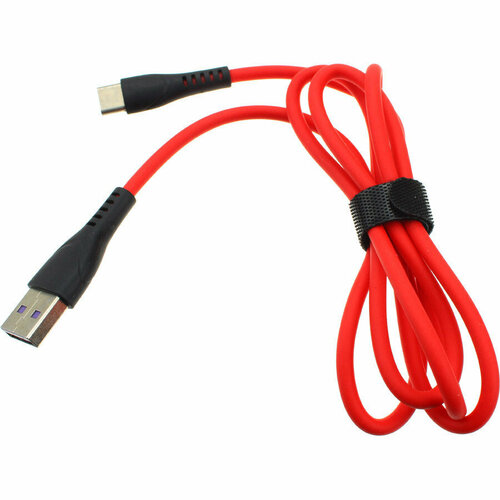 Шнур USB A-USB Type C 1м морозостойкий, 5А, красный, быстрая зарядка