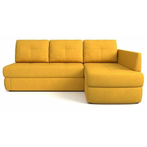 Угловой диван-кровать PUSHE Арно, правый угол, велюр, желтый Formula 560