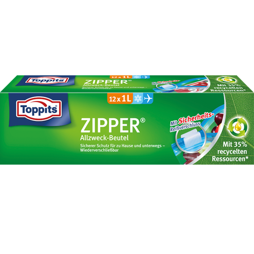 Универсальный закрывающийся пакет с застежкой ZIPPER Toppits, 12 x1л