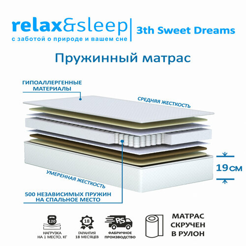 Матрас Relax&Sleep ортопедический, независимые пружины 3th Sweet Dreams (120 / 200)