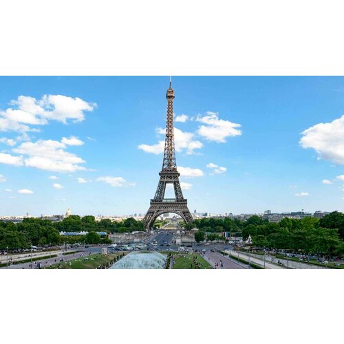 Картина на холсте 110x60 LinxOne "Eiffel Tower Париж Эйфелева" интерьерная для дома / на стену / на кухню / с подрамником