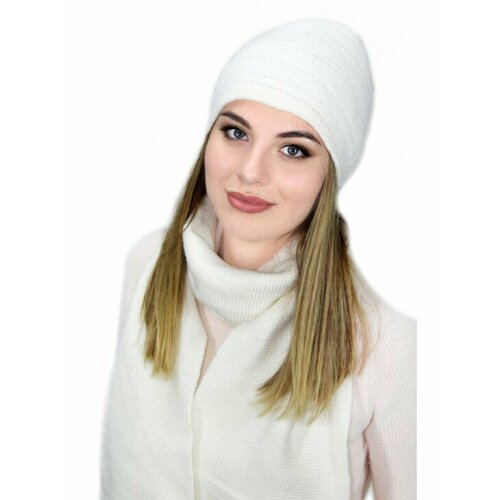 Шапка Lemmex Комплект "Элая" шарф, размер 57-58, белый